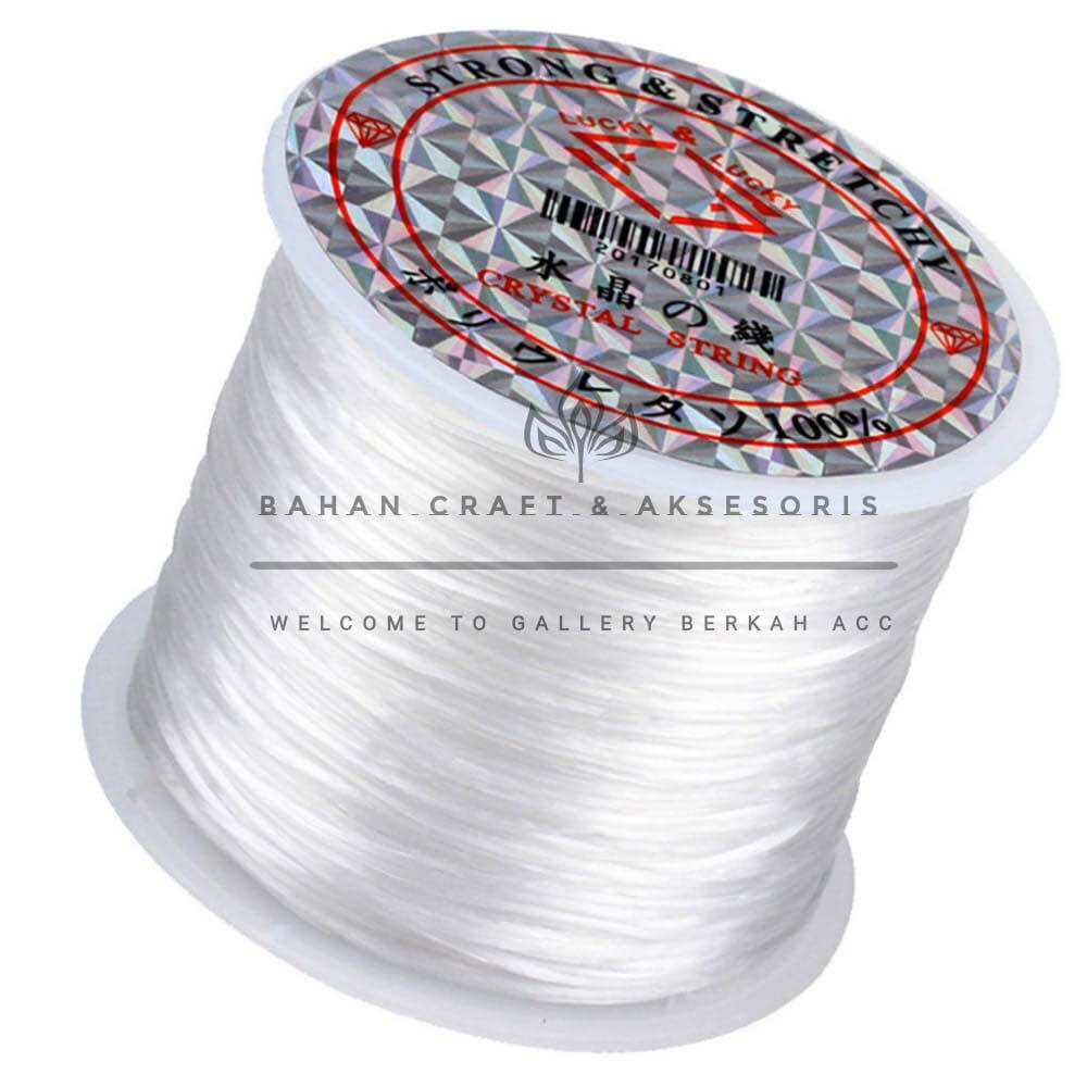Tali Benang Karet Elastis 60 Meter/Roll Hitam Putih Ukuran 0,6 Mm ...