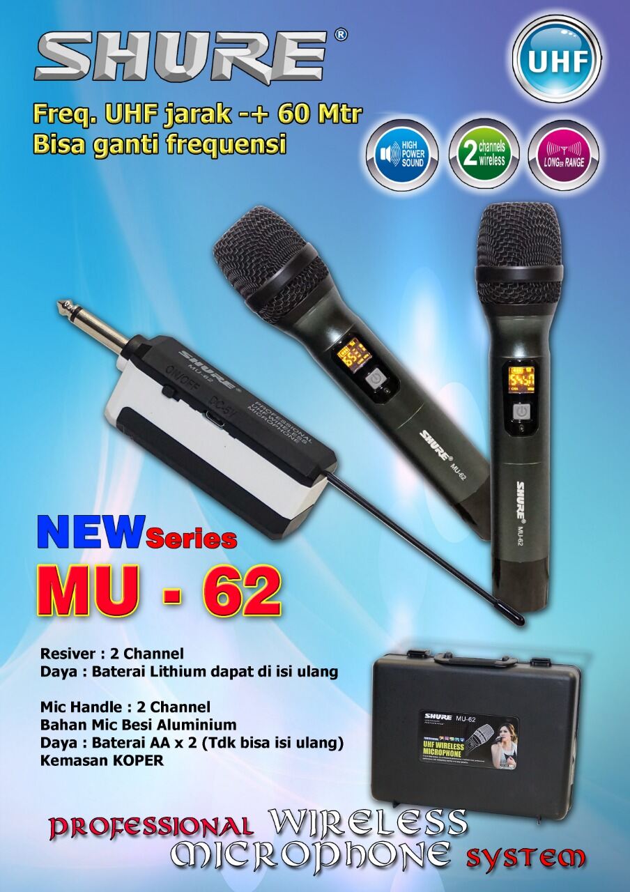 mic wireless shure mu62 shure mu 62 handheld free koper mic | Lazada ...