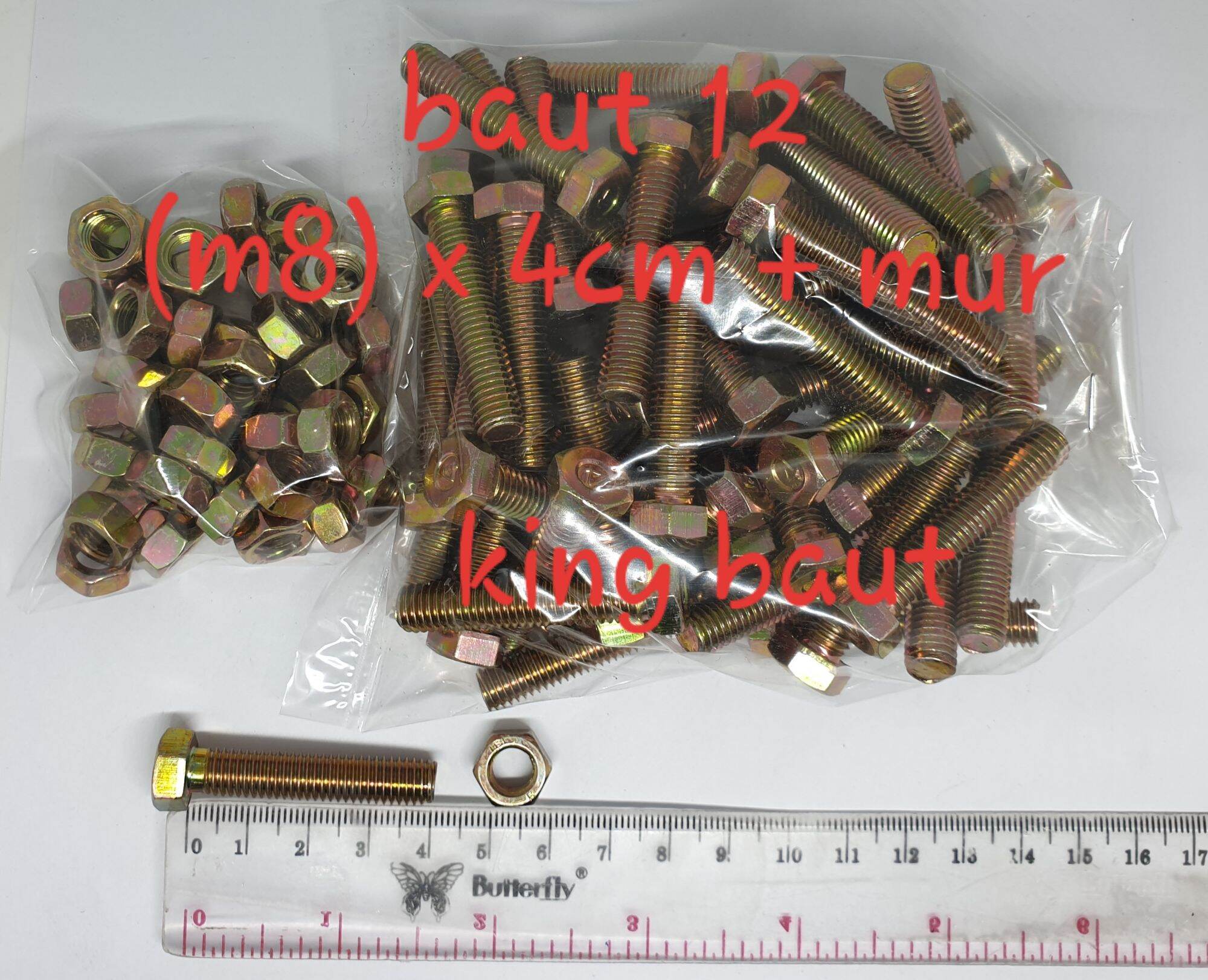 Baut 12 + Mur (8mm) x 4 cm (paket 50 set) | Lazada Indonesia