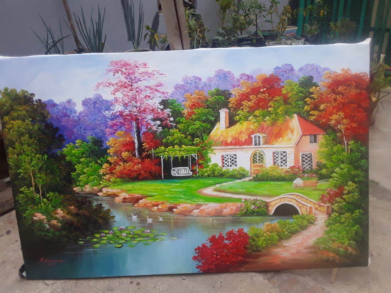 lukisan pemandangan Eropa.lukisan Kanvas | Lazada Indonesia