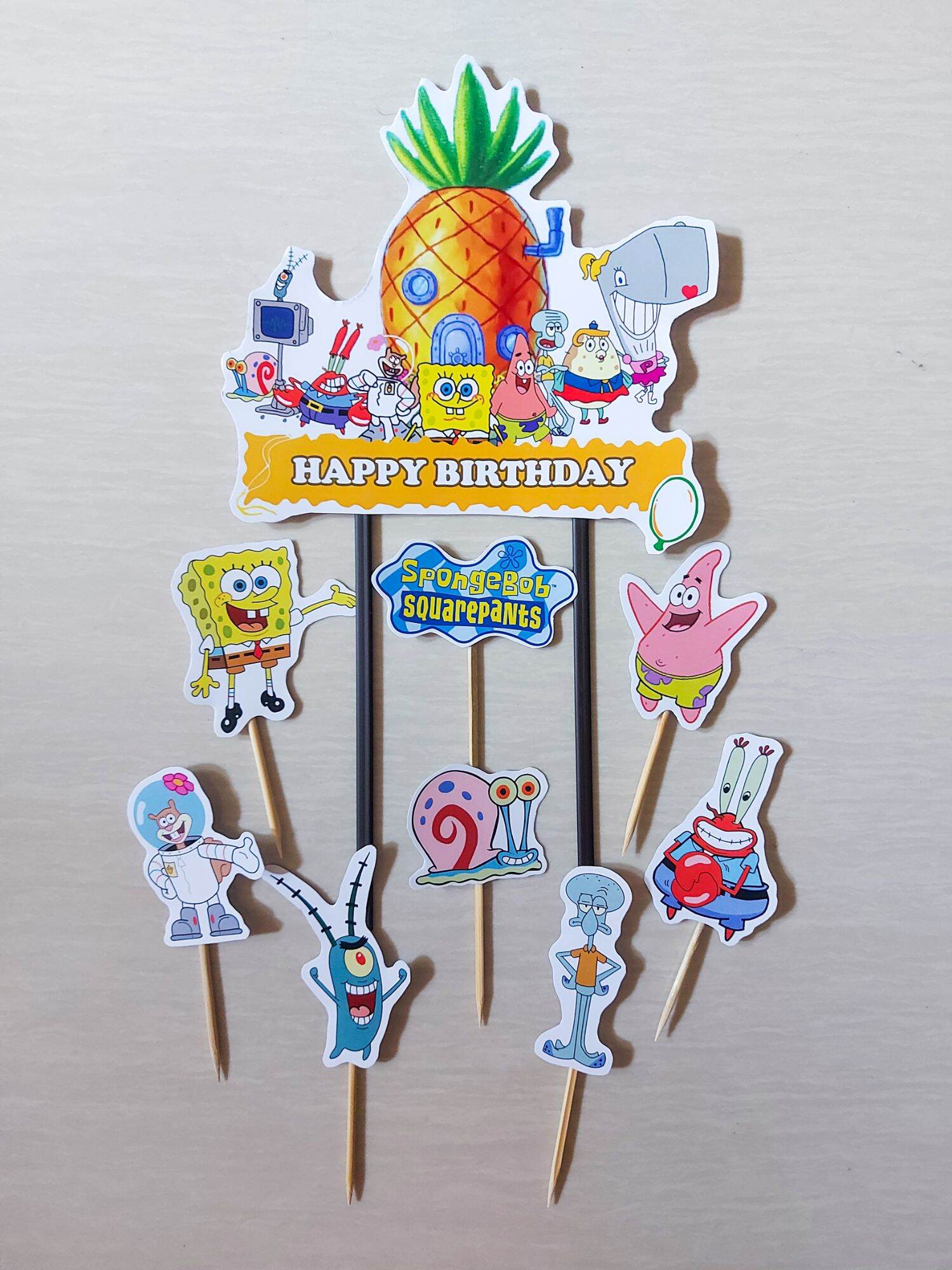 TOPPER SPONGEBOB / CAKE TOPPER SPONGEBOB / TOPPER KUE SPONGEBOB ...