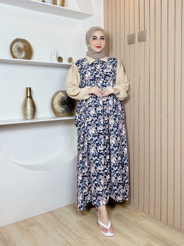 DRESS OVERALL//GAMIS KOMBINASI RAYON TWILL MIX CEY CRINKLE//GAMIS GNL ...