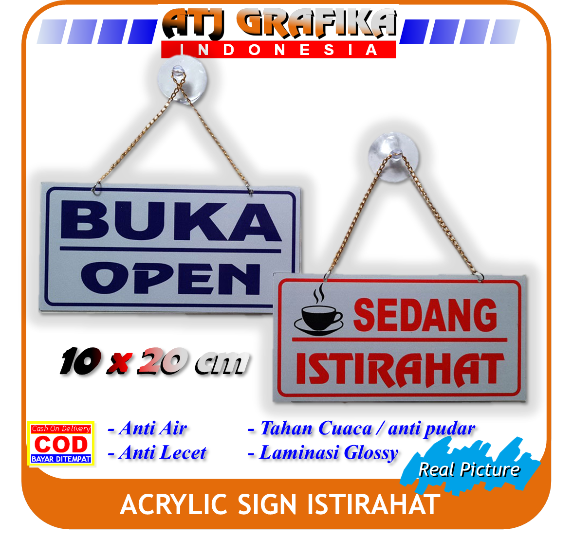 Acrylic sign sedang istirahat papan informasi petunjuk pintu toko ...