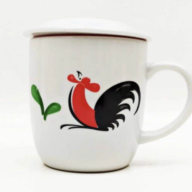 mug + Tutup Gelas Kopi Keramik Ayam Jago | Lazada Indonesia