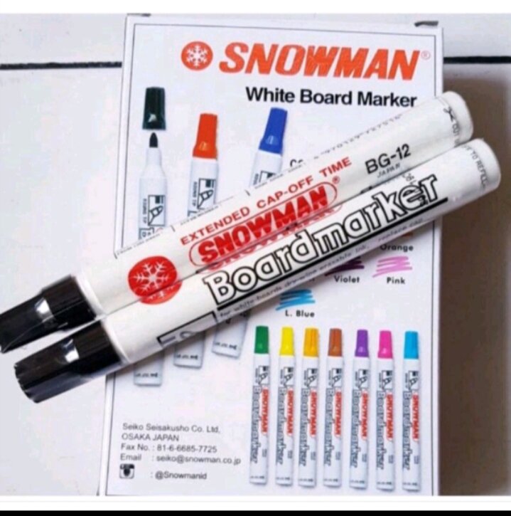 SPIDOL SNOWMAN WHITE BOARD BG-12 per/1pak isi 12 pcs | Lazada Indonesia