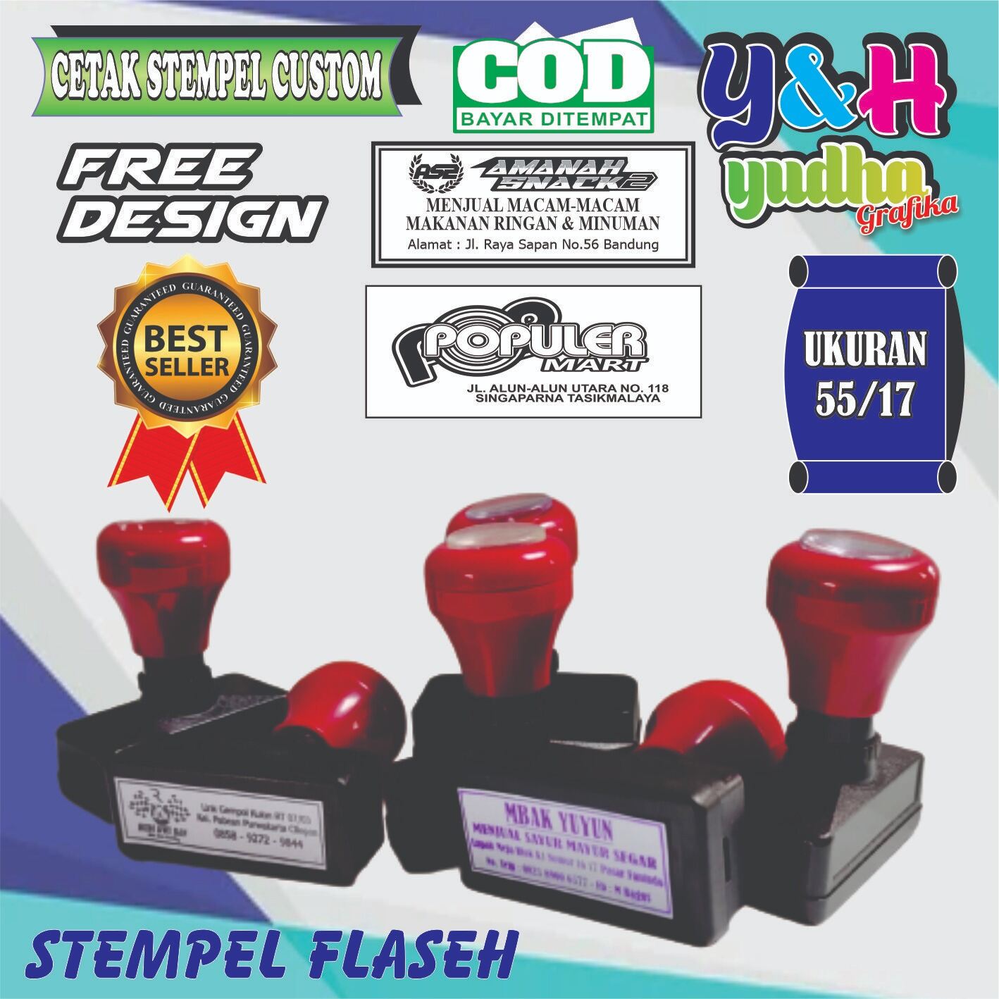 Stempel Costum/Stempel Nama Sendiri/Stempel Nama Toko/Stempel Logo ...