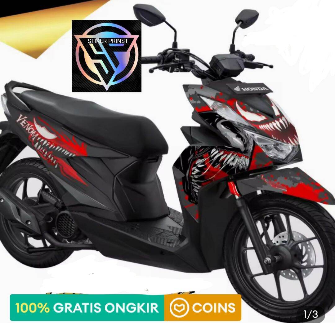 stiker decal beat delux full body motif venom merah | Lazada Indonesia