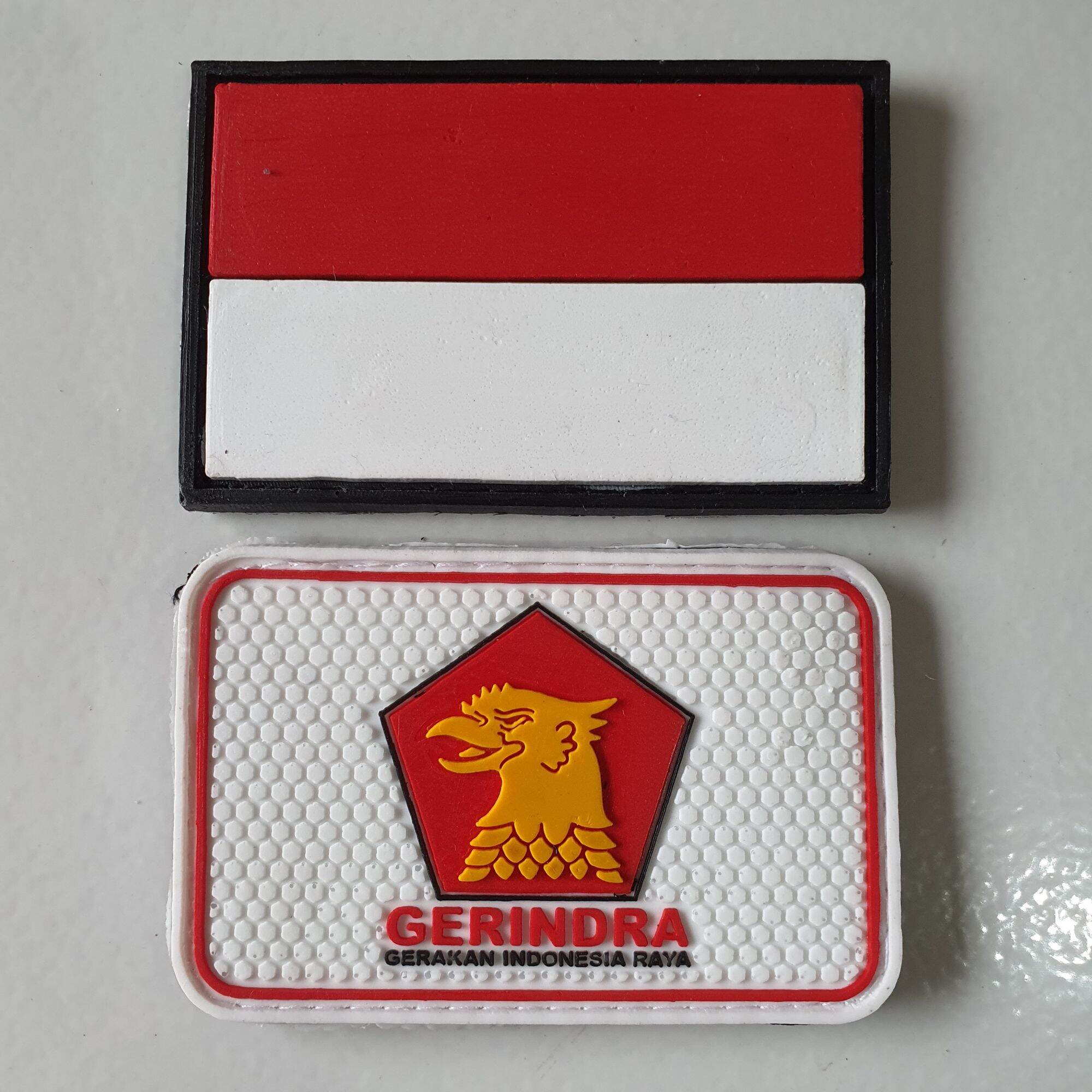 patch rubber logo partai gerindra + bendera merah putih indonesia satu ...