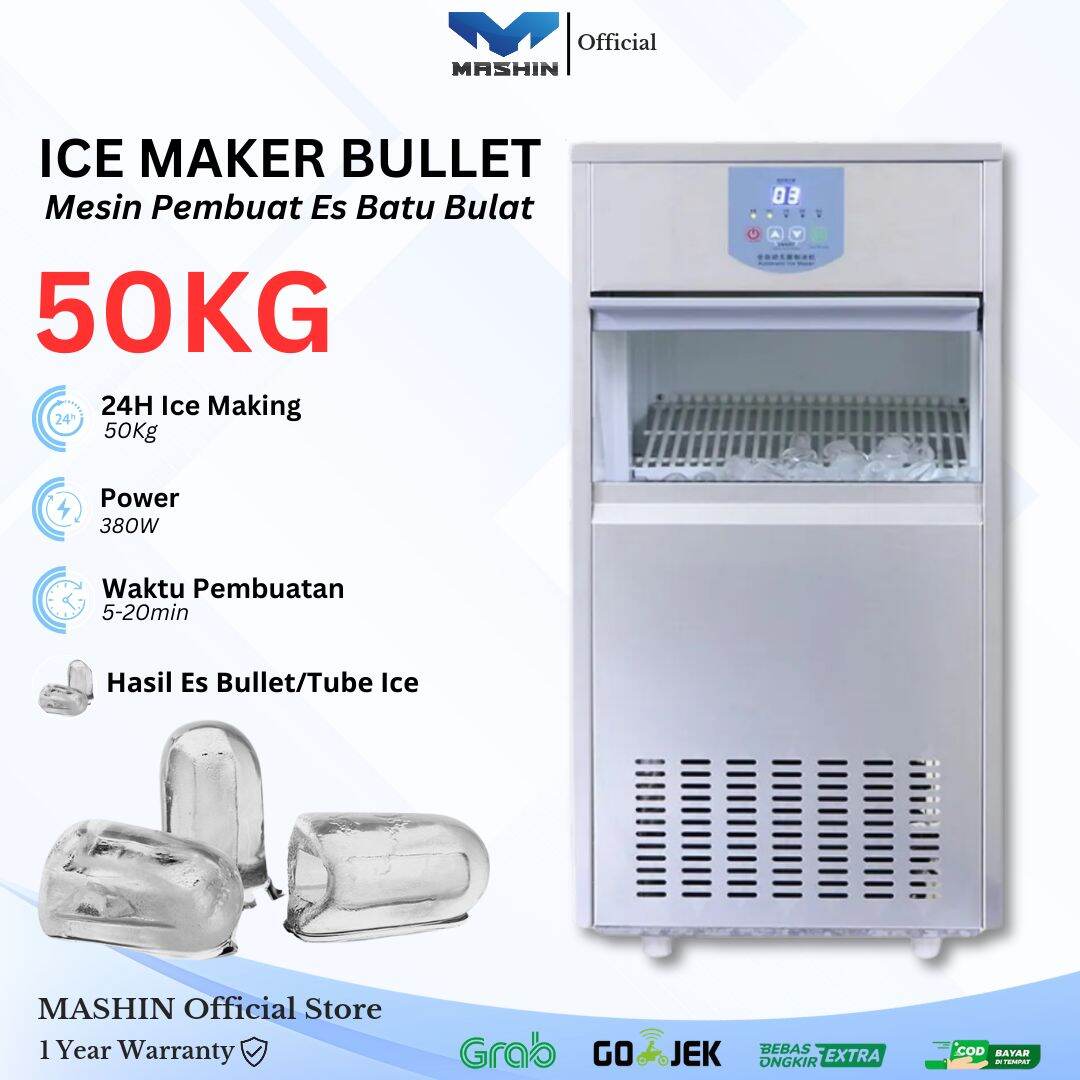 Mashin - Ice Tube Maker Bullet Ice Machine 50-120Kg/Hari Mesin Es Batu ...
