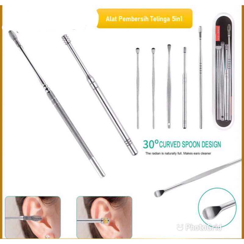Alat Pembersih Telinga 5in1 Stainless alat korek Kuping Ear wax ...