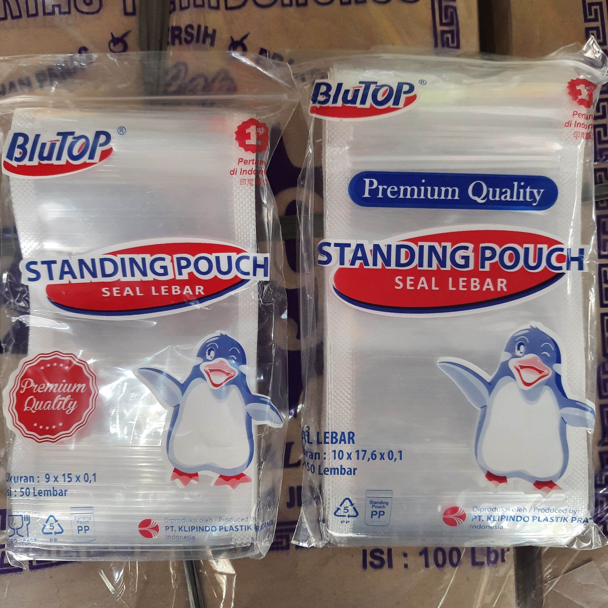 standing pouch blutop pinguin 9x15 dan 10x17 isi 50 lembar plastik ...