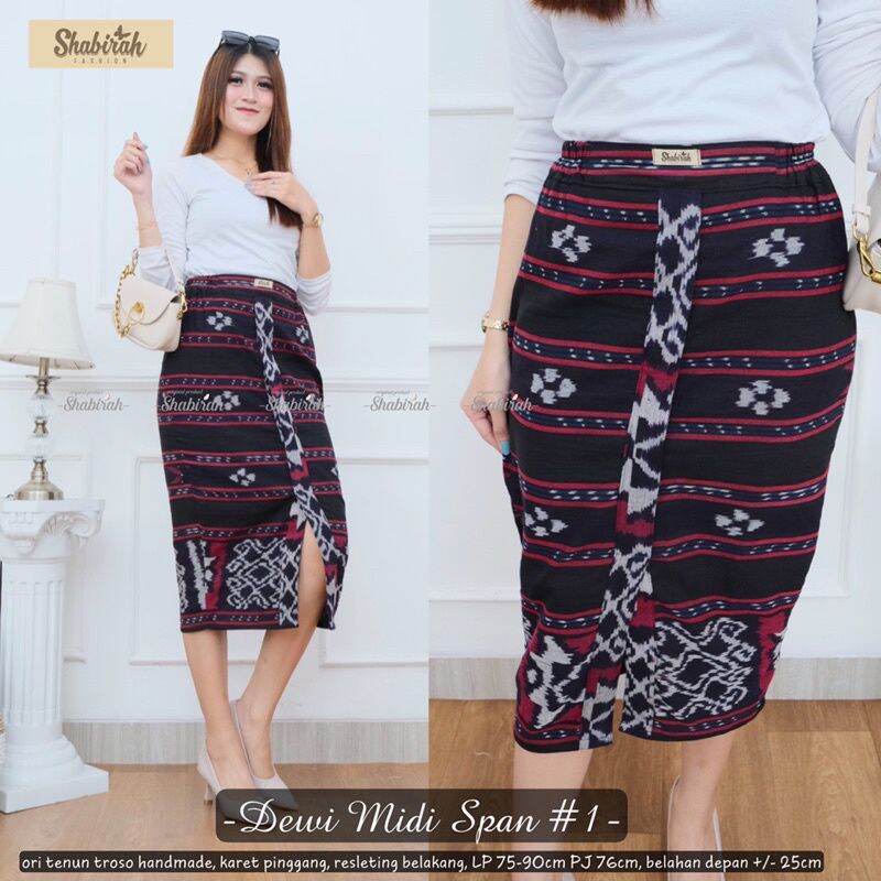 ROK SPAN LURUS TENUN BELAHAN DEPAN BAHAN TENUN IKAT | Lazada Indonesia