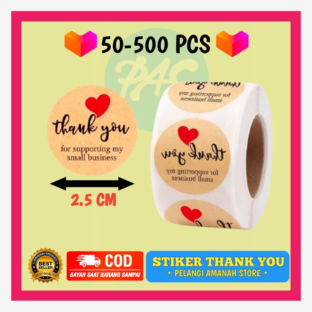 (PAS) Sticker THANK YOU Sticker Ucapan terimakasih For Supporting My ...