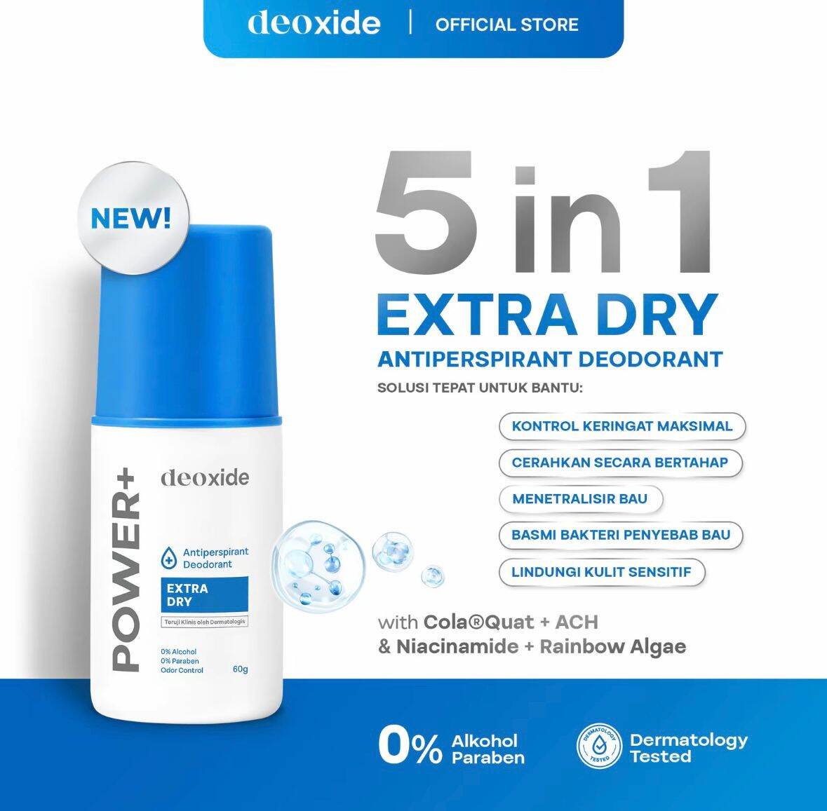 [READY] DEOXIDE ANTIPERSPIRANT DEODORANT ROLL ON POWER+ EXTRA DRY FOR ...