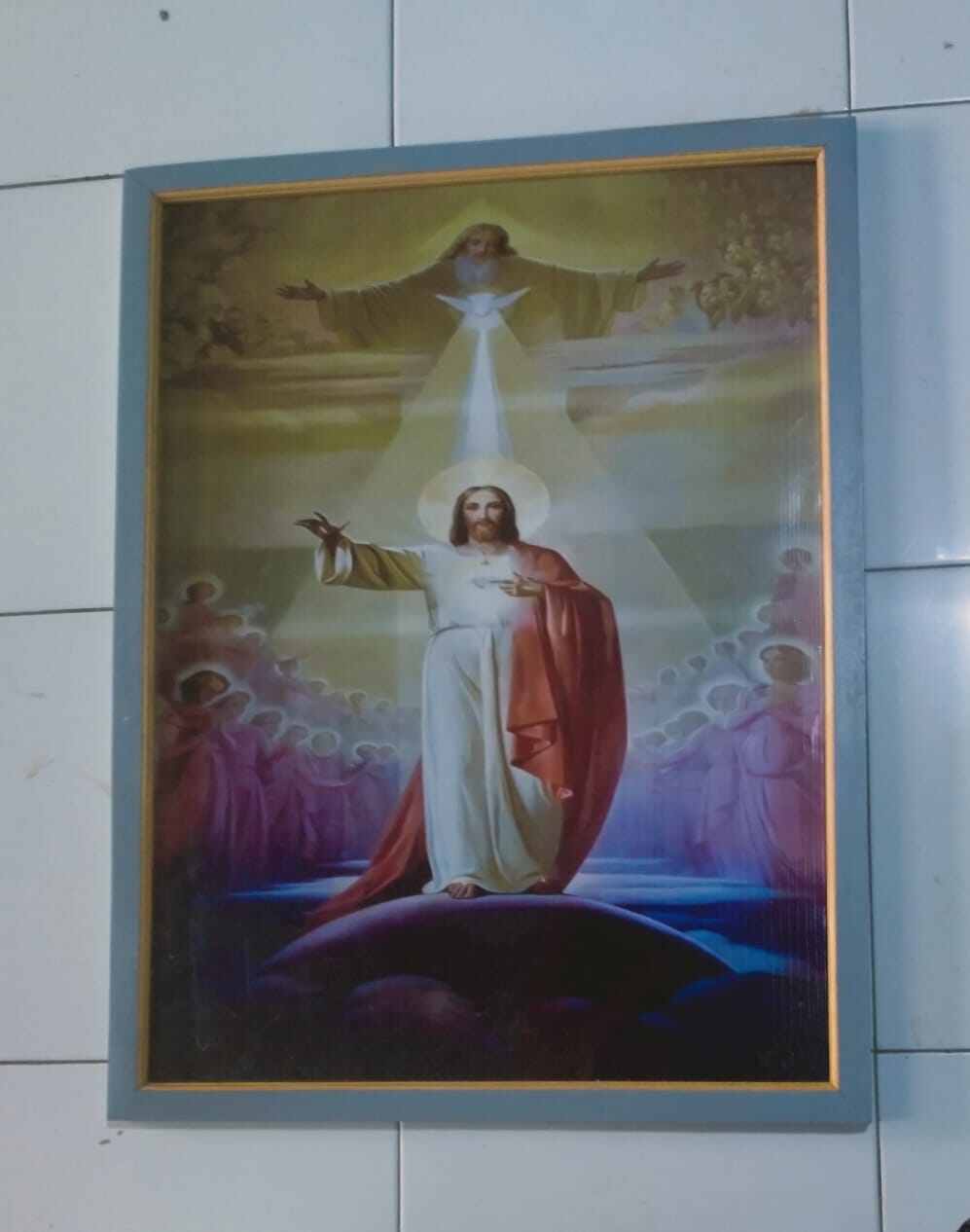 lukisan cetak Yesus Kristus cahaya plus bingkai ukuran 85×65 | Lazada ...