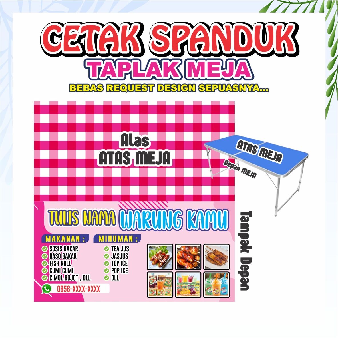 Spanduk / Banner TAPLAK MEJA Bebas Design | Lazada Indonesia