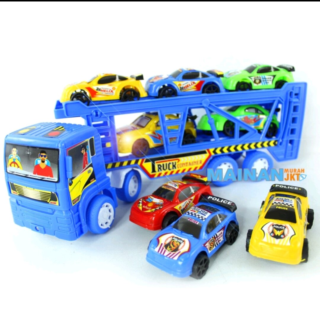 Mainan mobil Truck Trailer Isi 5 Mobil / Truk kontruksi trailer bawa ...