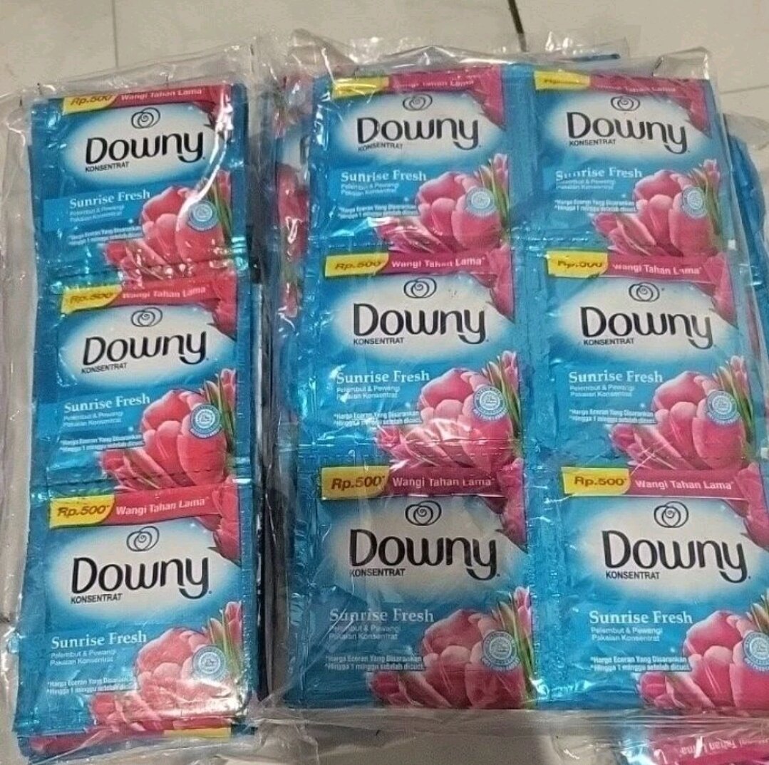 Downy sachet sunrise fresh 1 pak isi 12 dan isi 24 pcs ( ecer 500 dan ...