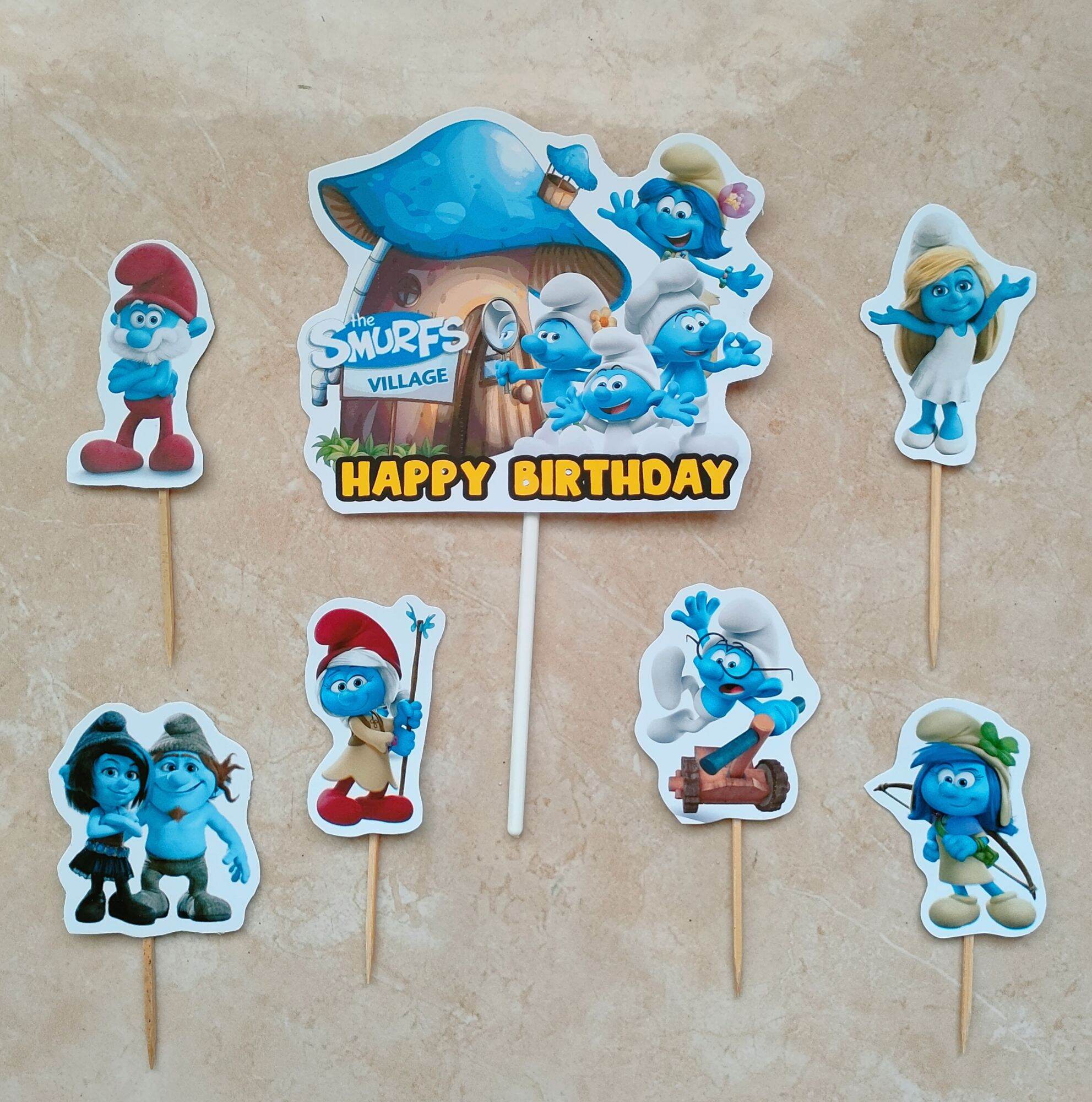 1 set topper toper hiasan tusukan nasi tumpeng kue cake happy birthday ...