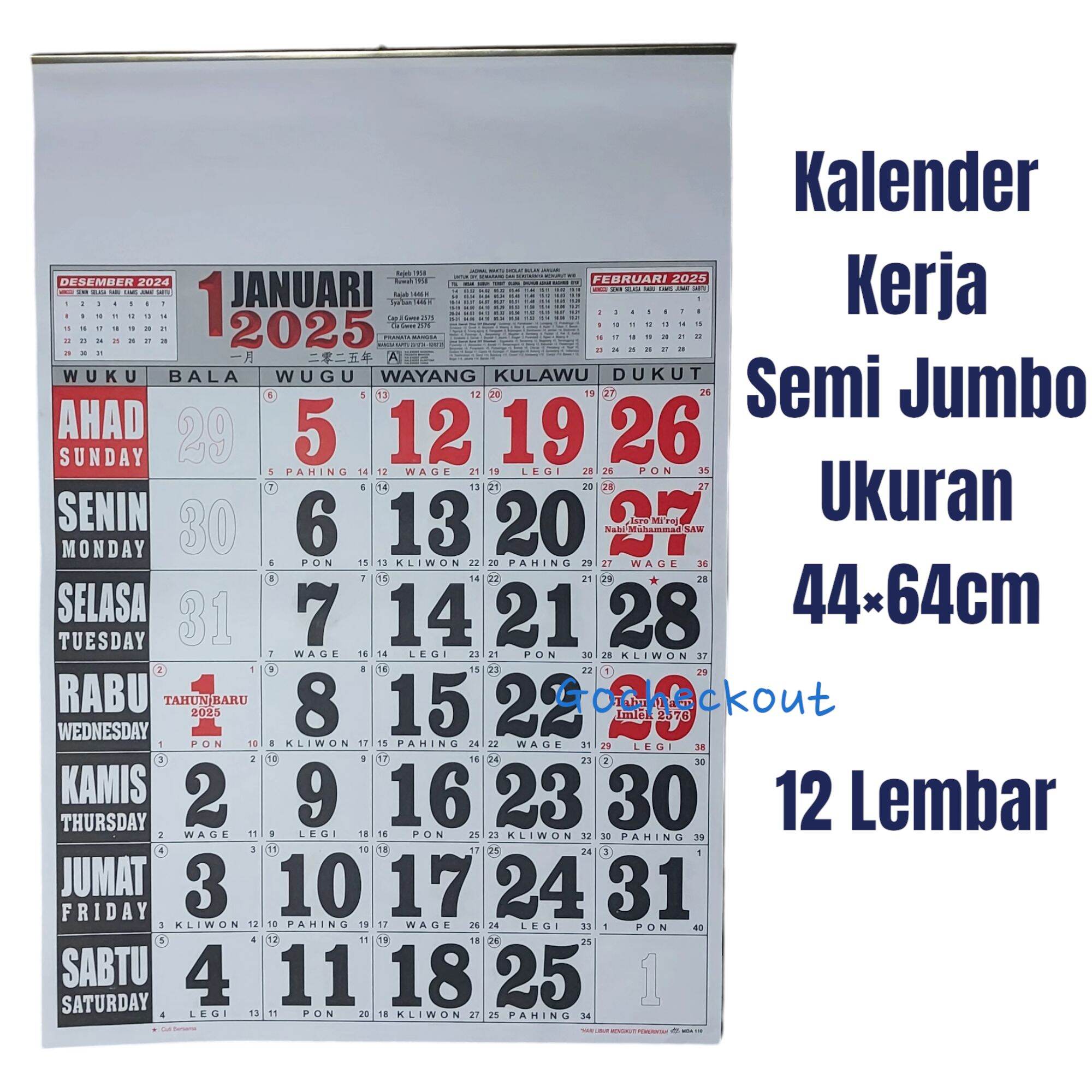 Kalender dinding 2025 kalender Angka kalender kerja ukuran 32×48cm ...
