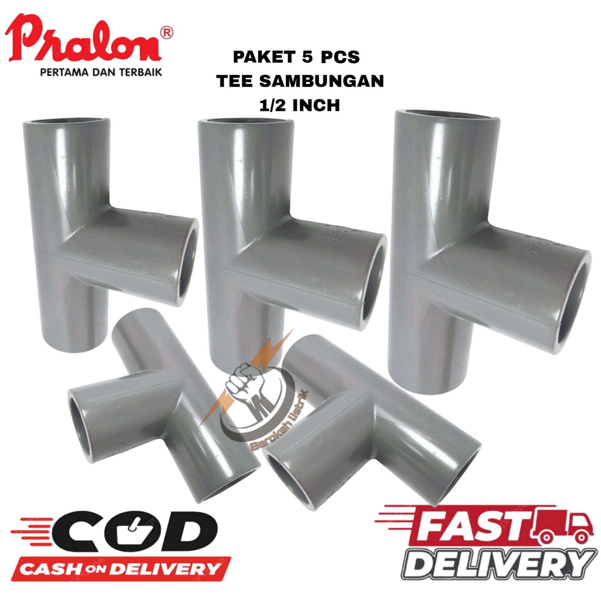 (5 PCS) TEE PIPA 1/2 lN PVC/TEE 1/2 INCH MEREK PRALON PVC/SAMBUNGAN ...