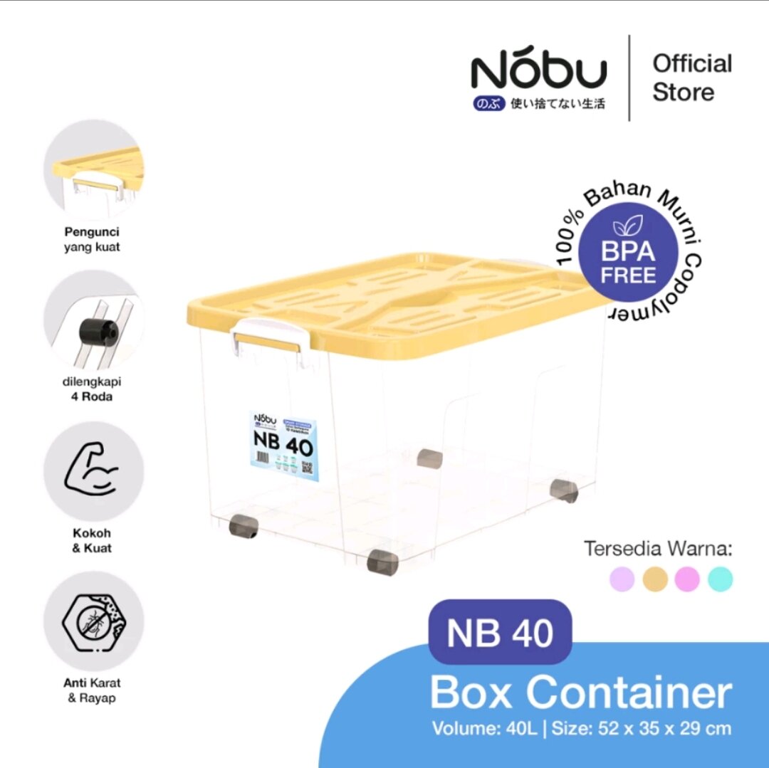 Box Container 40 Liter Bening NOBU Tempat Penyimpanan Kotak Penyimpanan ...