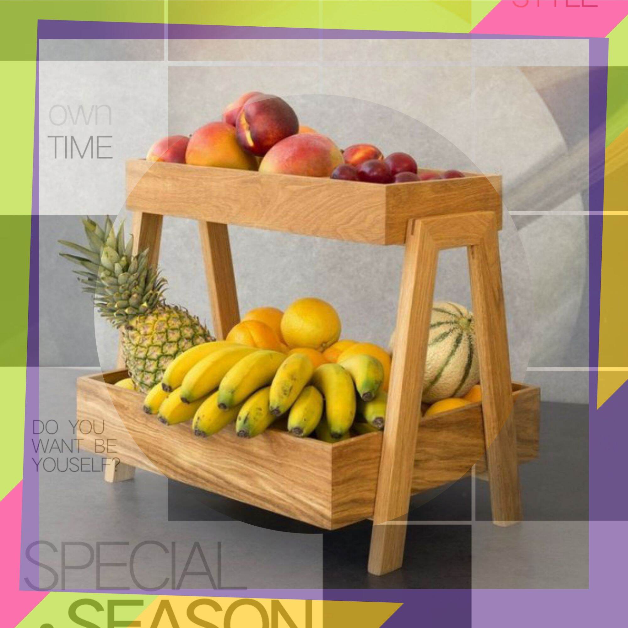 Rak Buah dan Sayur Rak Serbaguna 2 Susun Kayu Jati Belanda Minimalis ...