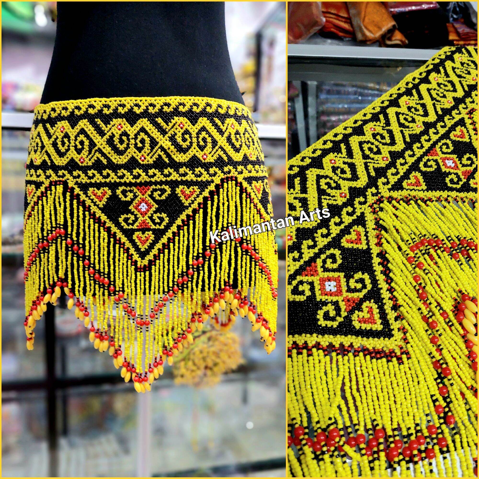 Ikat Pinggang Manik Dayak / Hiasan Teratai Pinggul Manik Dayak ...