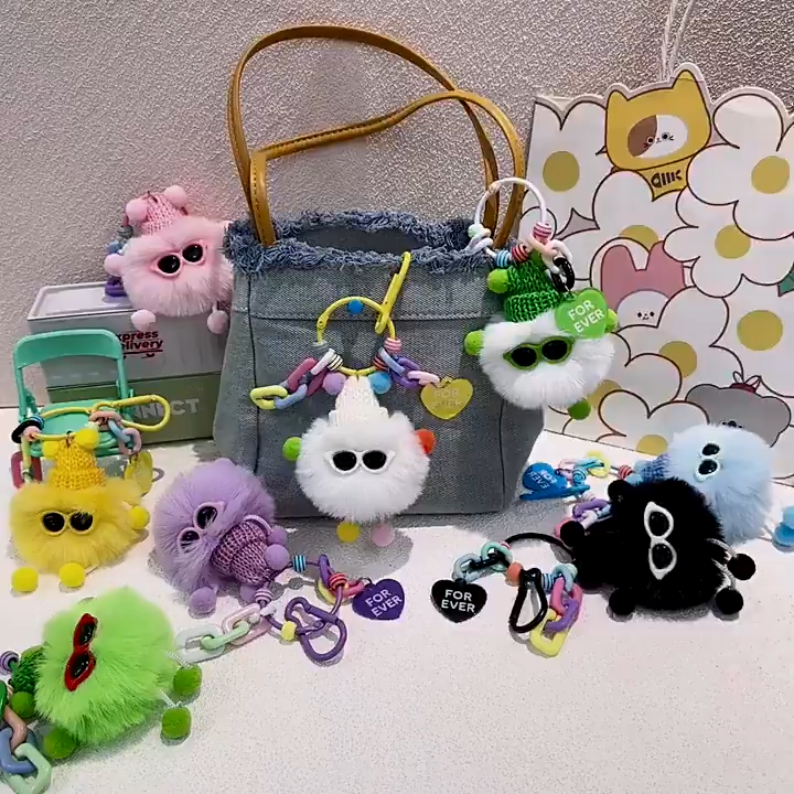 Gantungan Tas Boneka Cute Coal Balls & Pet Little Monsters Fluffy With ...