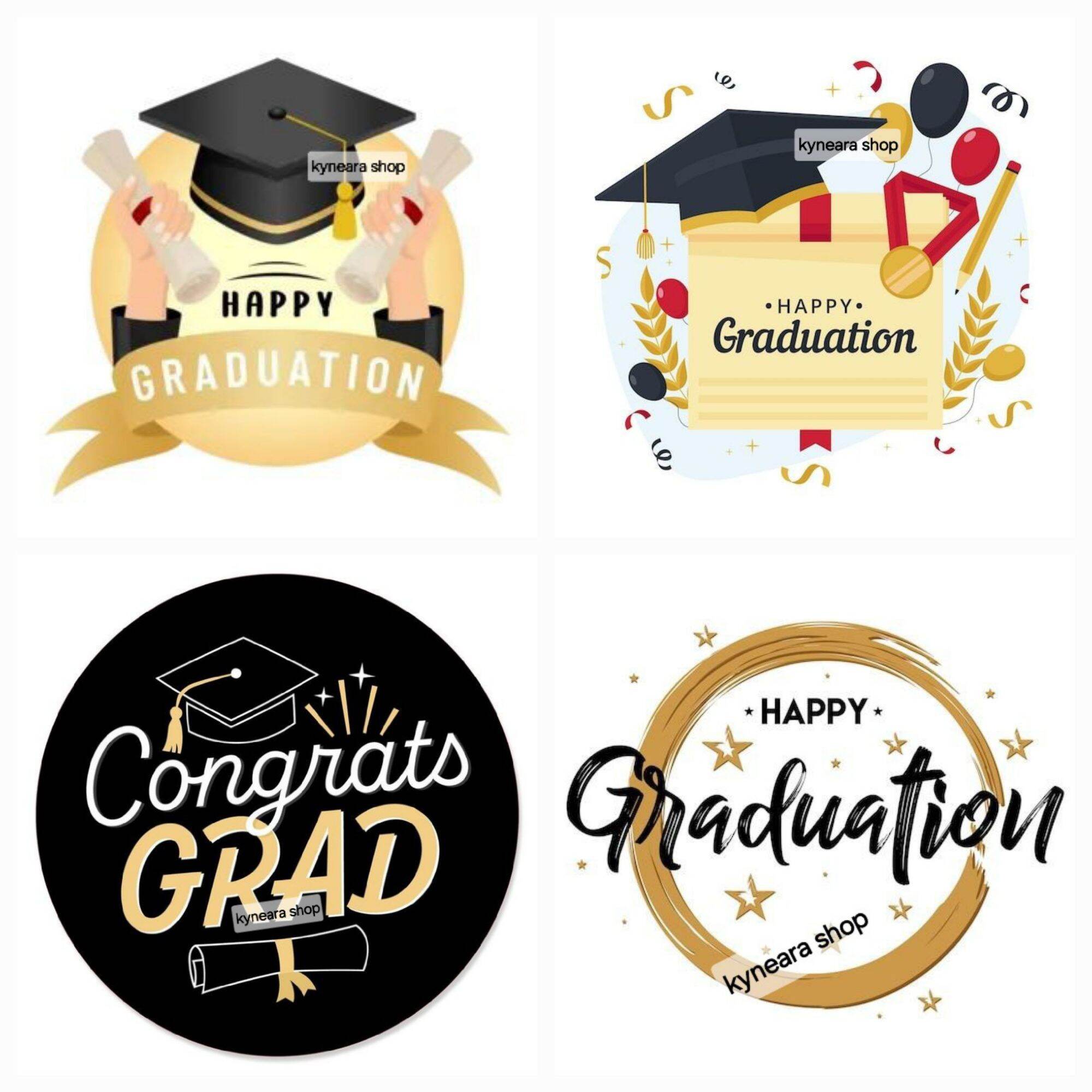 (isi 4pcs) topper happy graduation / topper wisuda untuk buket & kue ...