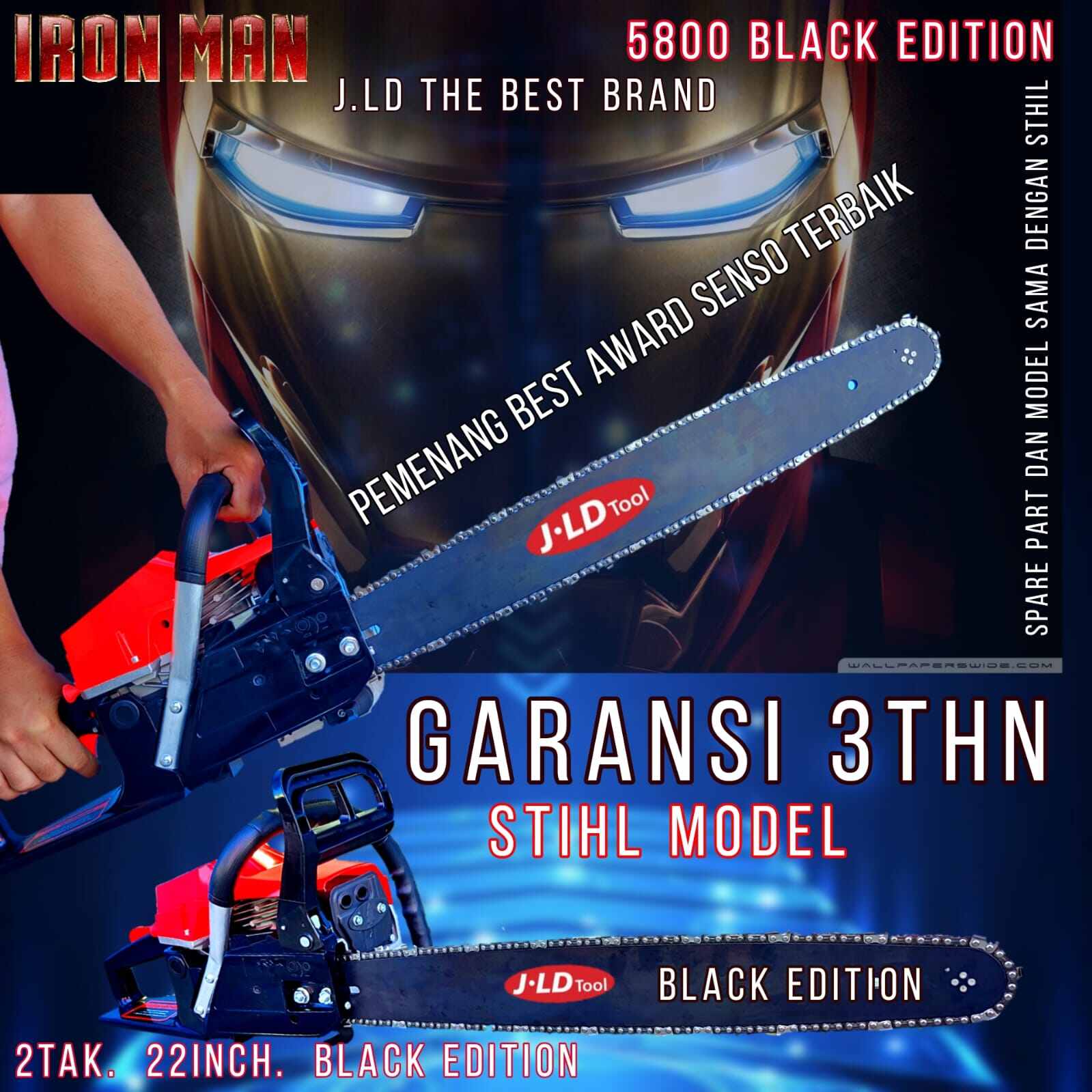 Mesin senso chainsaw 2tak JLD BLACK EDITION MESIN PEMOTONG KAYU GERGAJI ...