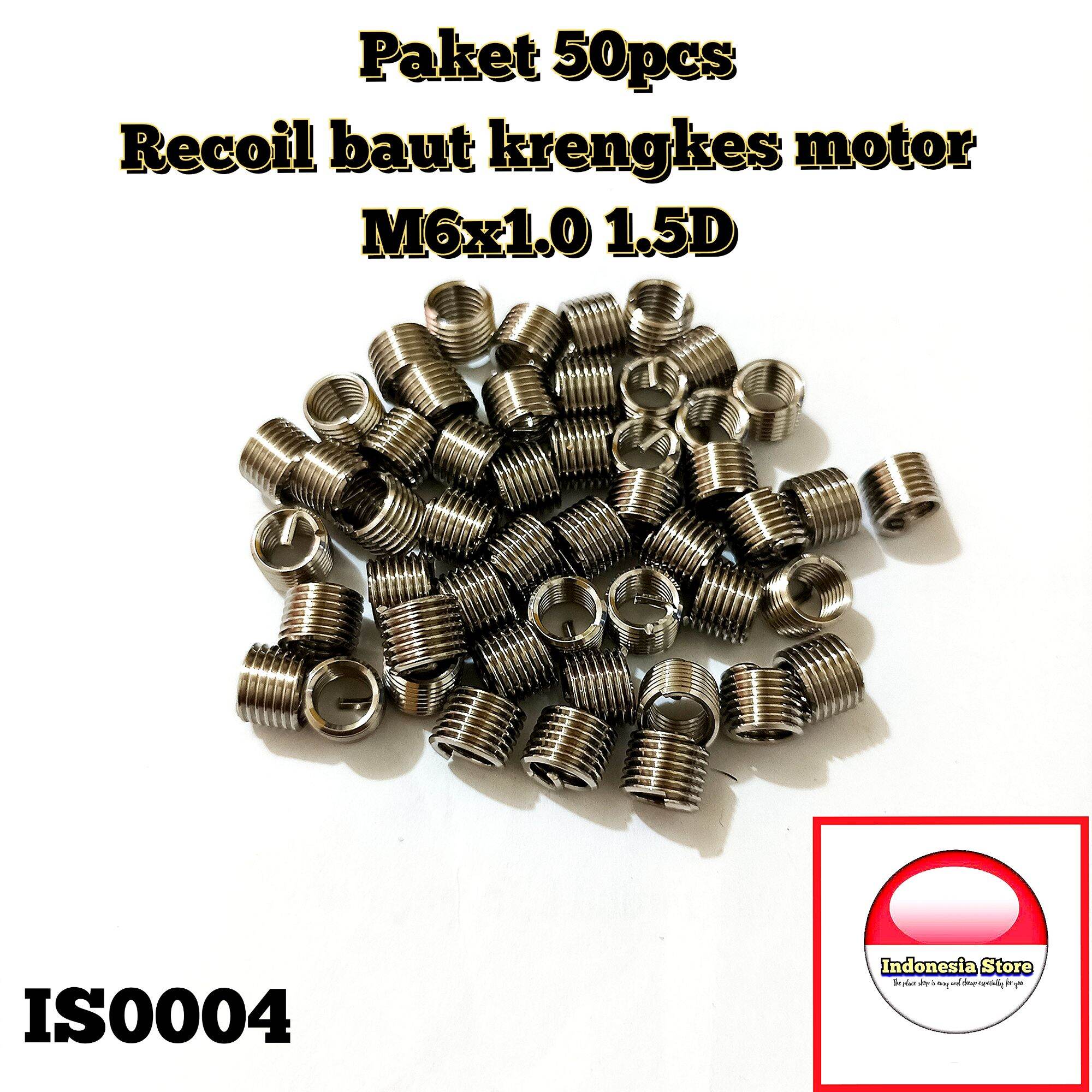 paket 50pcs recoil m6x1.0 1.5D recoil baut krengkes motor baut 10 kunci ...