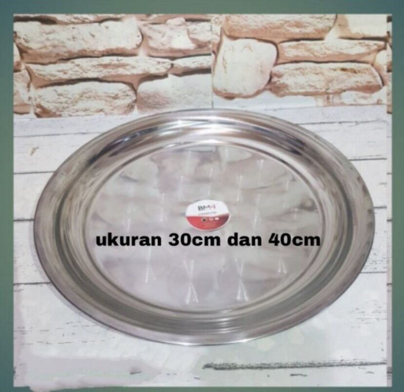 nampan bulat polos stainless steel 30cm / baki bulat stainless steel ...