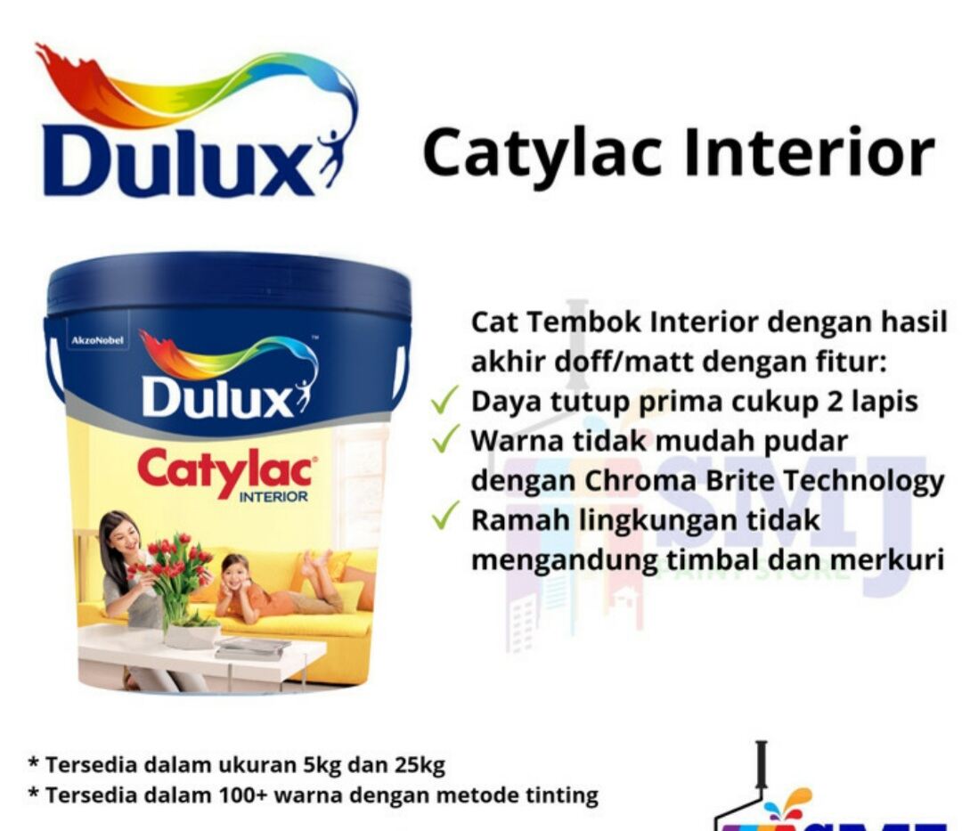 Cat Tembok Interior DULUX CATYLAC warna putih 1501 ukuran 5 kg | Lazada ...