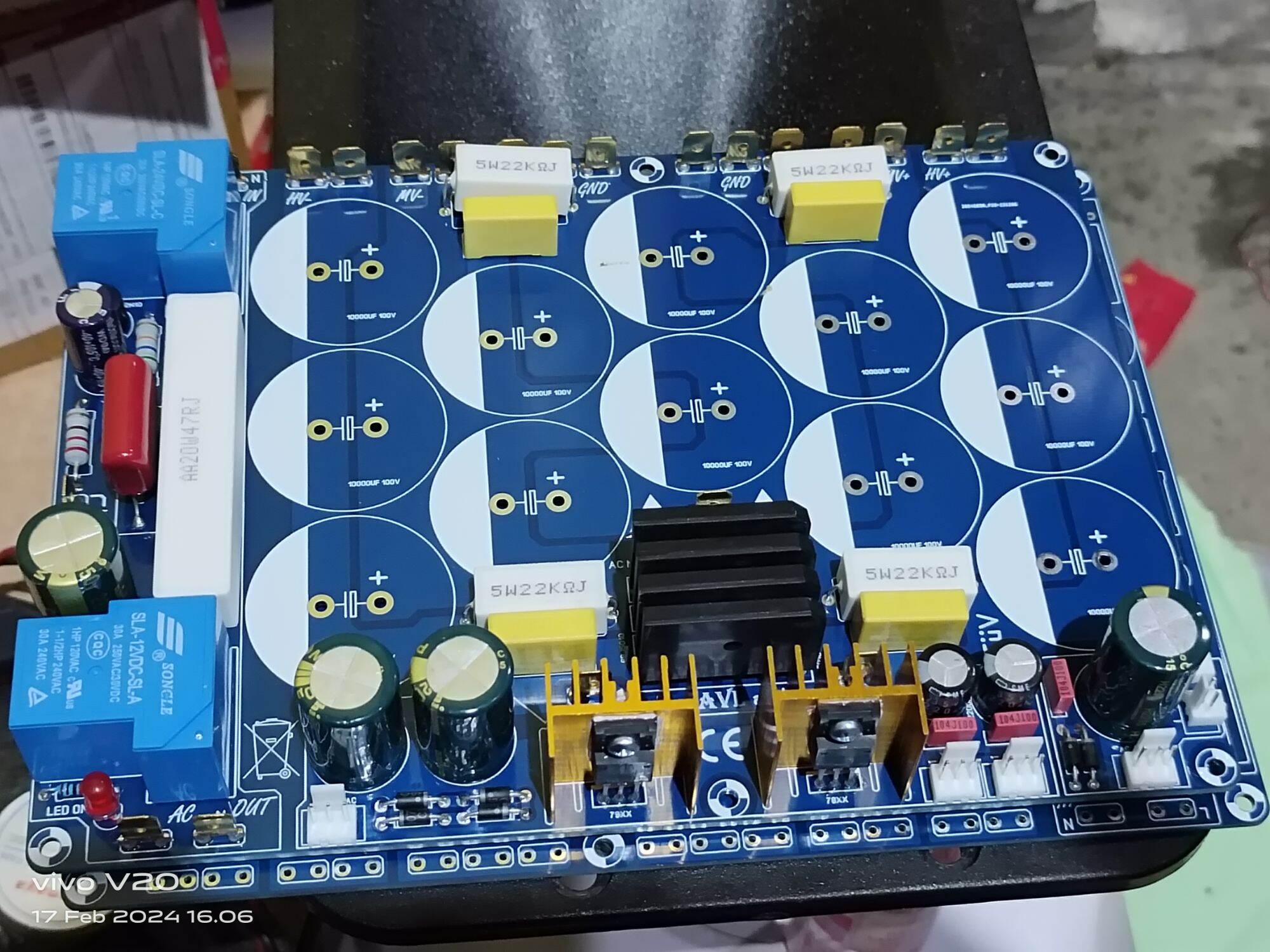 kit psu ampli class h 12 elco + softstar 2 relay pcb fiber dobel layer ...