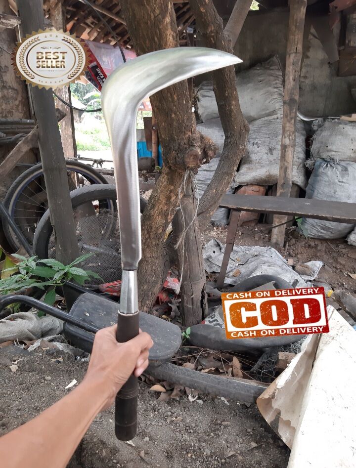 Arit Rumput Paksi Gagang Panjang Hitam | Baja Super Tajam | Lazada ...