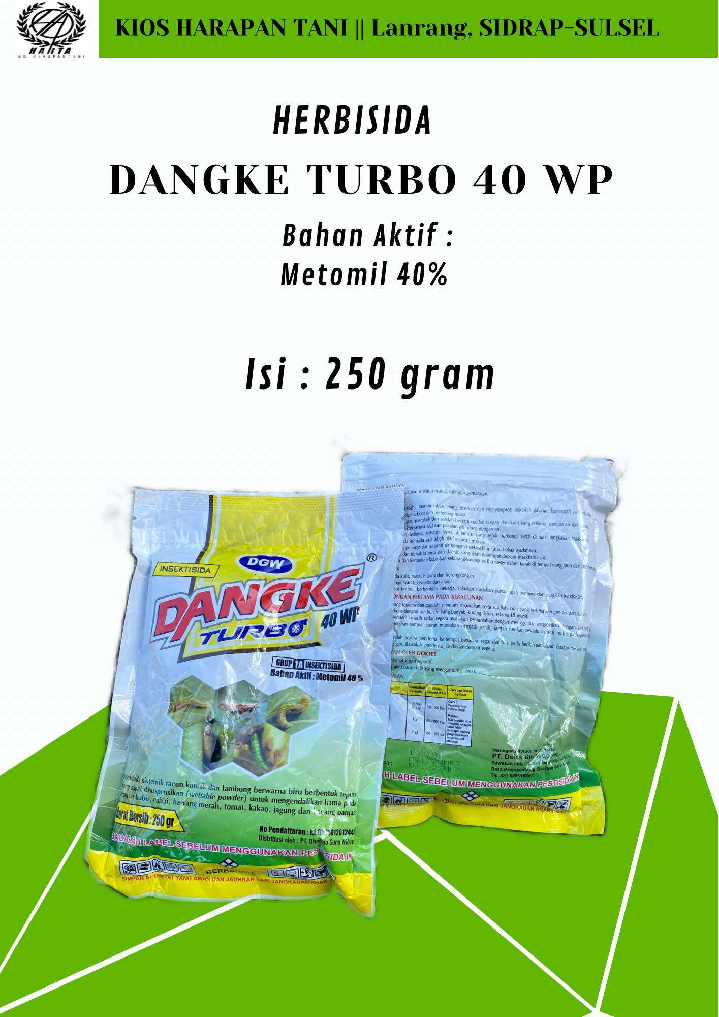 (Insektisida/Racun Hama/Obat Ulat) DANGKE TURBO 40 WP 250 gram | Lazada ...