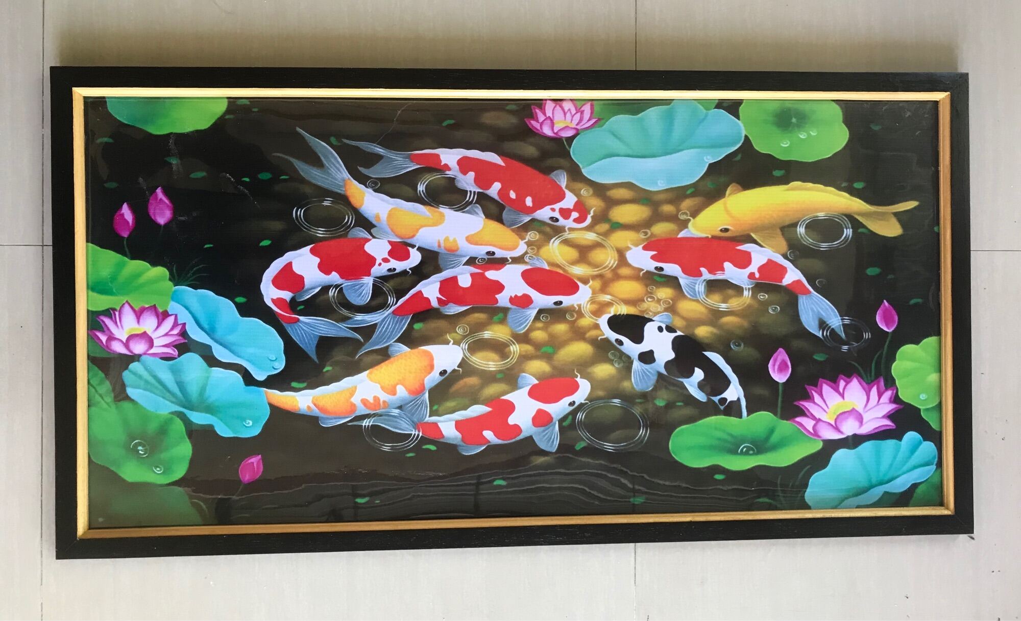 Hiasan Dinding Cetak Gambar Lukisan 9 ikan Koi Plus Bingkai uk 100cm x ... Hiasan Dinding Cetak Gambar Lukisan 9 ikan Koi Plus Bingkai uk 100cm x ...