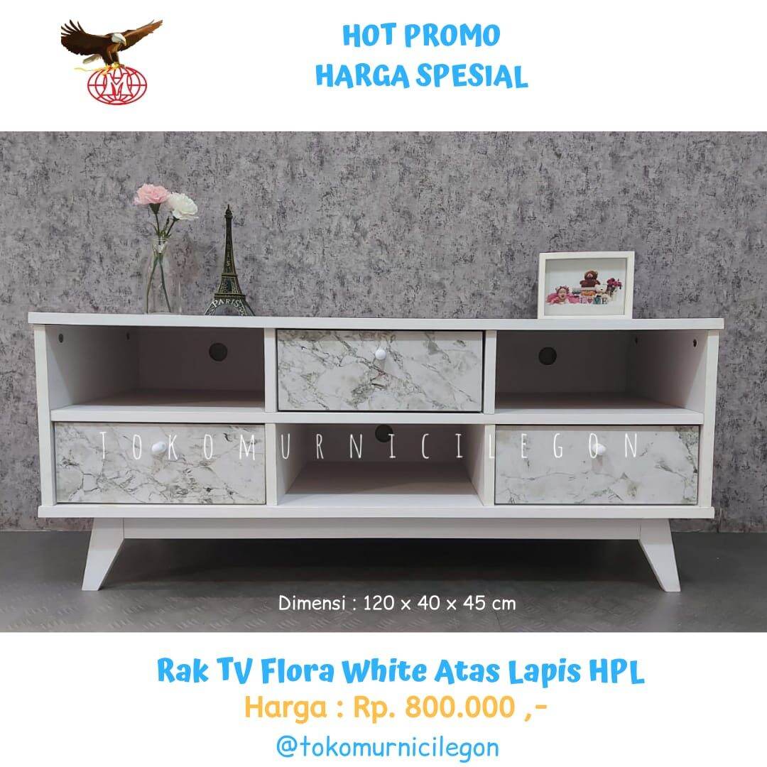 Rak TV Flora White Atas Lapis HPL (Free Ongkir Cilegon - Serang Kota ...