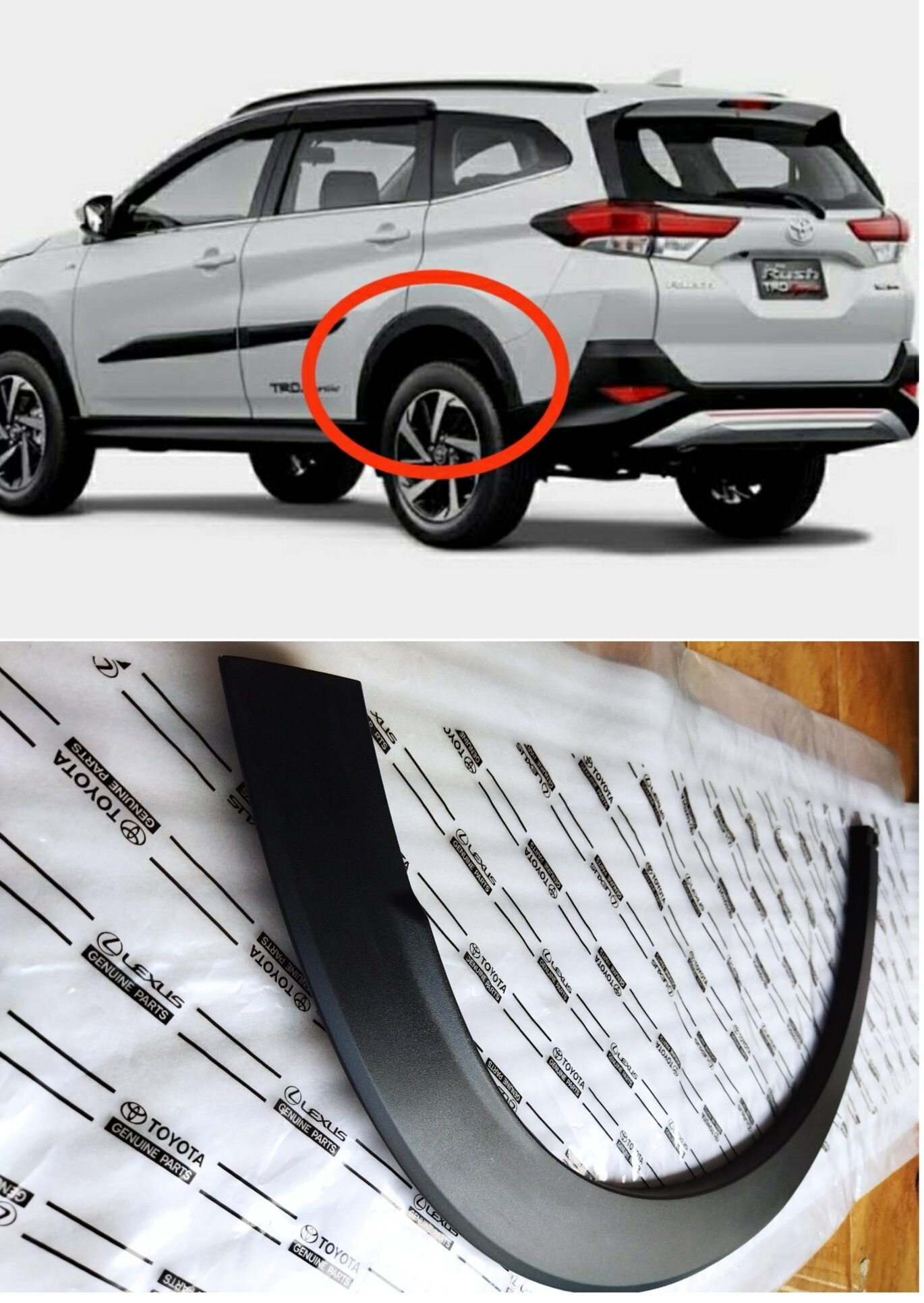 Over Fender Moulding Fender Rush Terios 2018 - 2022 Bagian Belakang ...