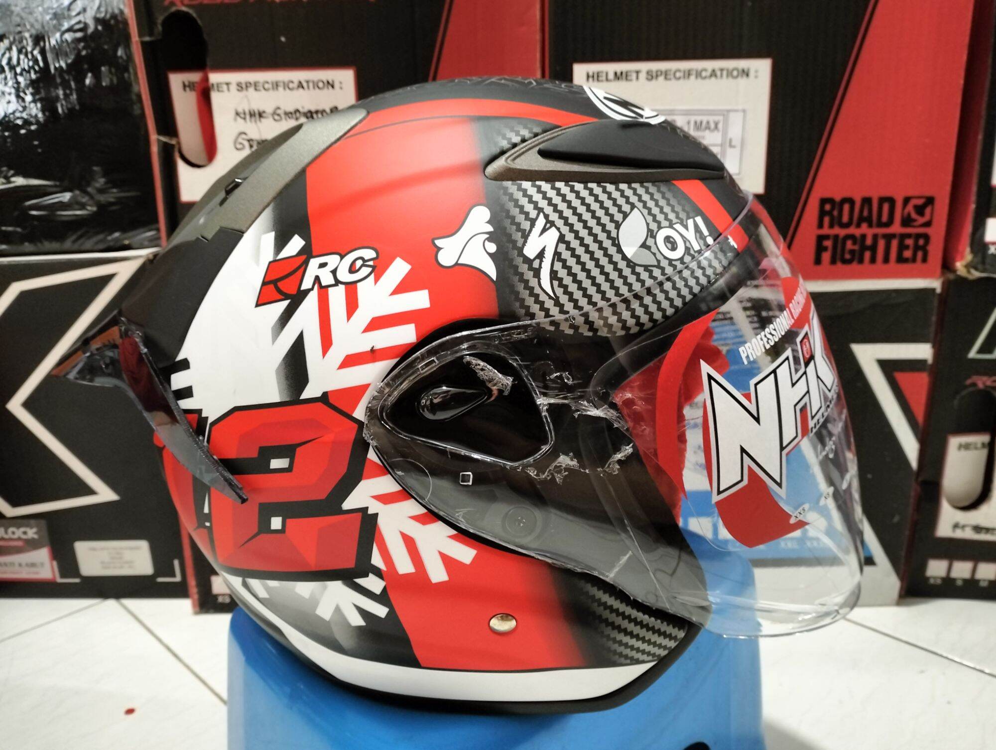 HELM NHK R6 ALI ADRIAN BLACK RED DOFF | Lazada Indonesia