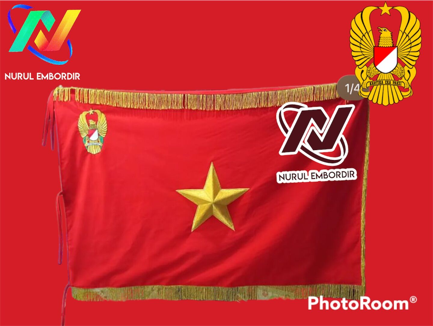 Bendera Ruangan / Bendera Pataka Rapati TNI-AD Bordir - Bintang Satu ...