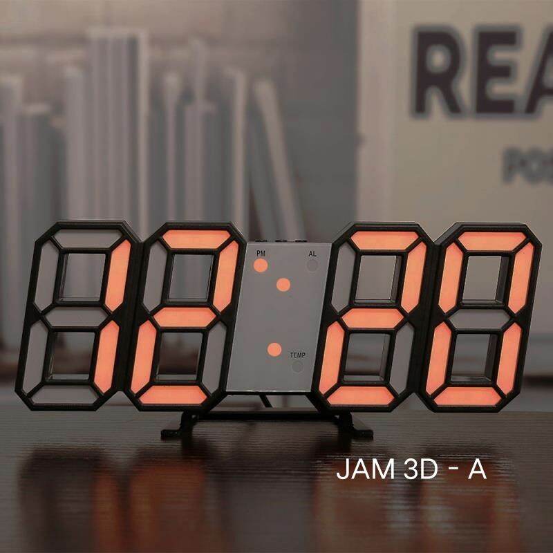 JAM DINDING DIGITAL LED/JAM MEJA ALARM SUHU/JAM 3D LED BESAR MODERN ...