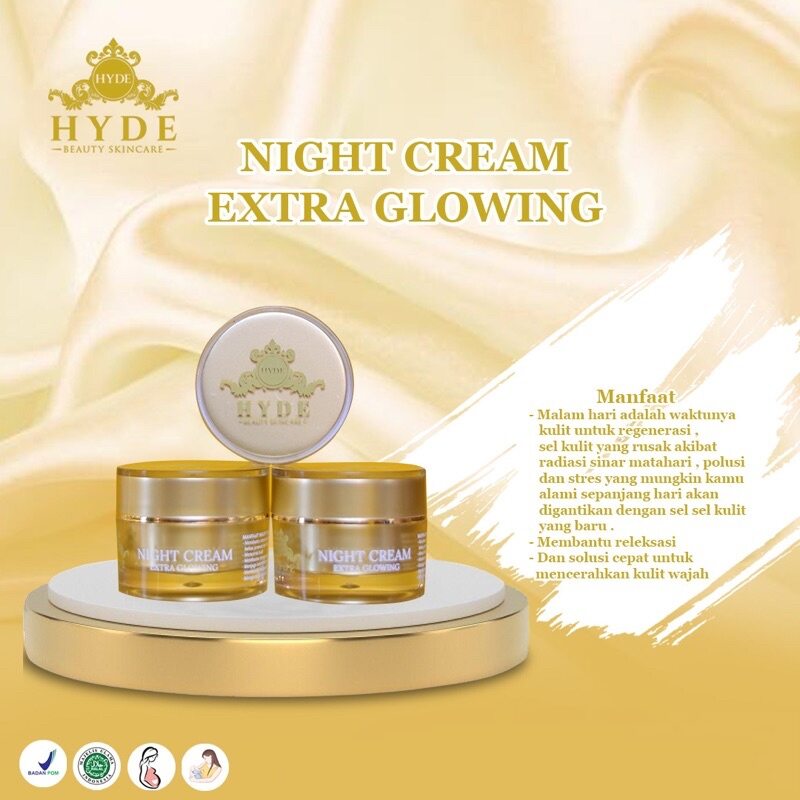 Hyde Beauty Skincare 1 Paket Glowing Isi 3 4 5 Night Cream Malam Bpom ...