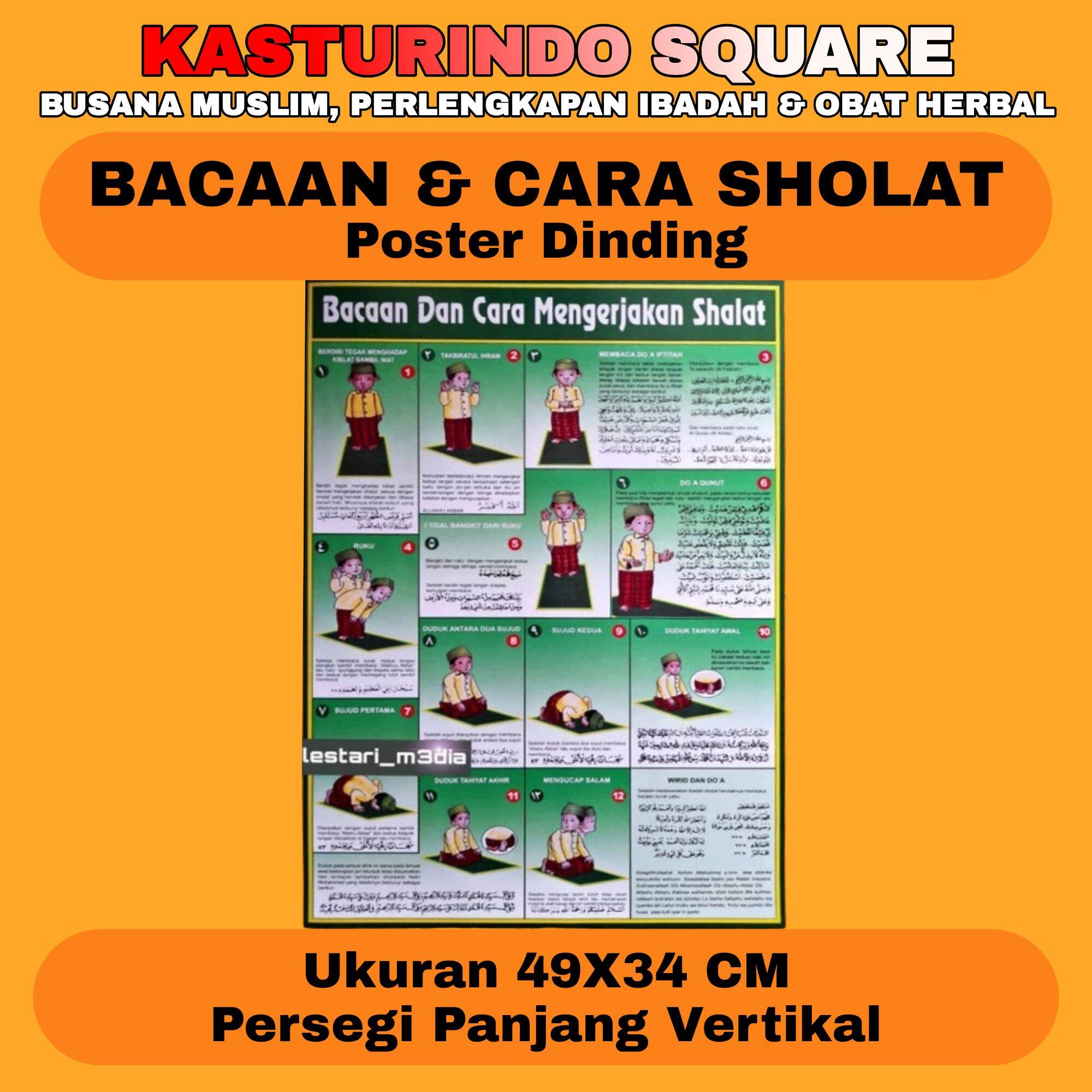 Poster Dinding Bergambar Bacaan dan Cara Sholat Ukuran 49x34 Cm Hiasan ...