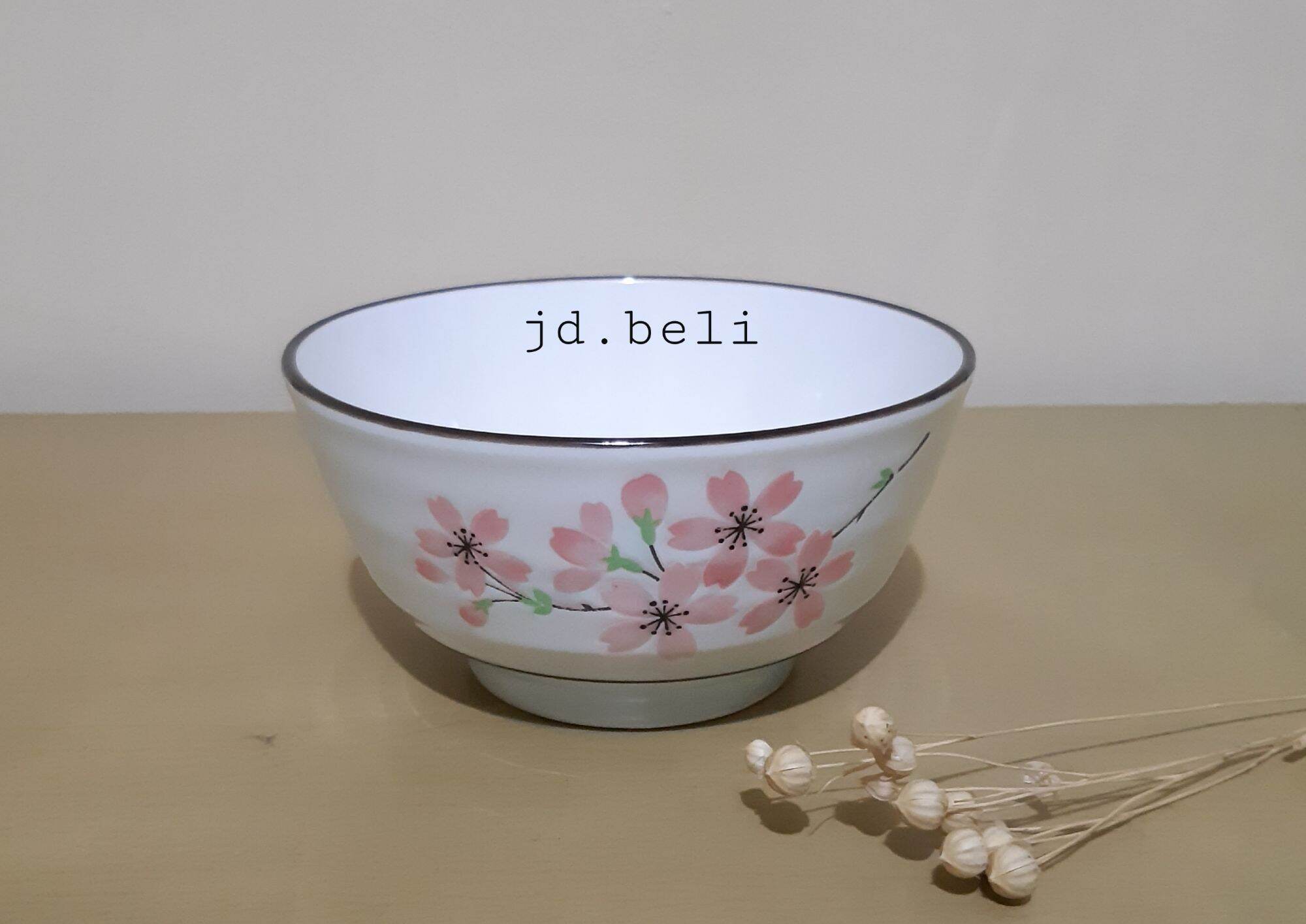 mangkuk st moritz motif bunga sakura pink green 5"/mankok bunga sakura ...