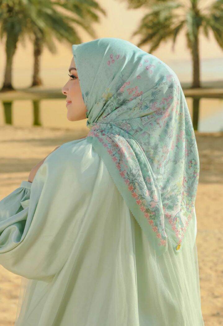 HIJAB BUTTONSCARVES AL QASR VOILE SQUARE ( ZELLIGE OASIS LOTUS CLAY ...