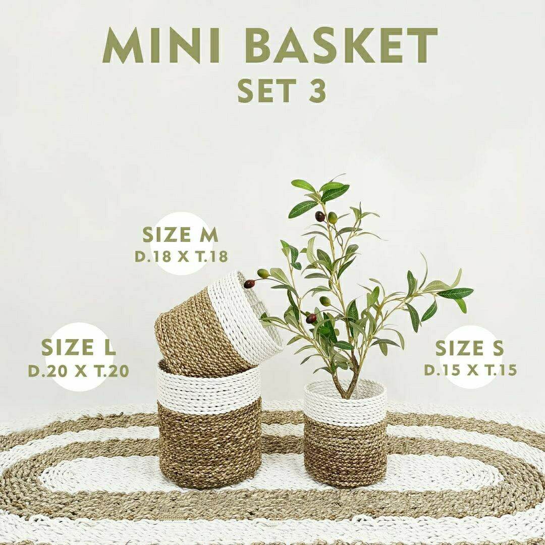 Rak Bunga seagrass / Keranjang anyaman seagrass isi 3 / Cover Pot Isi 3 ...