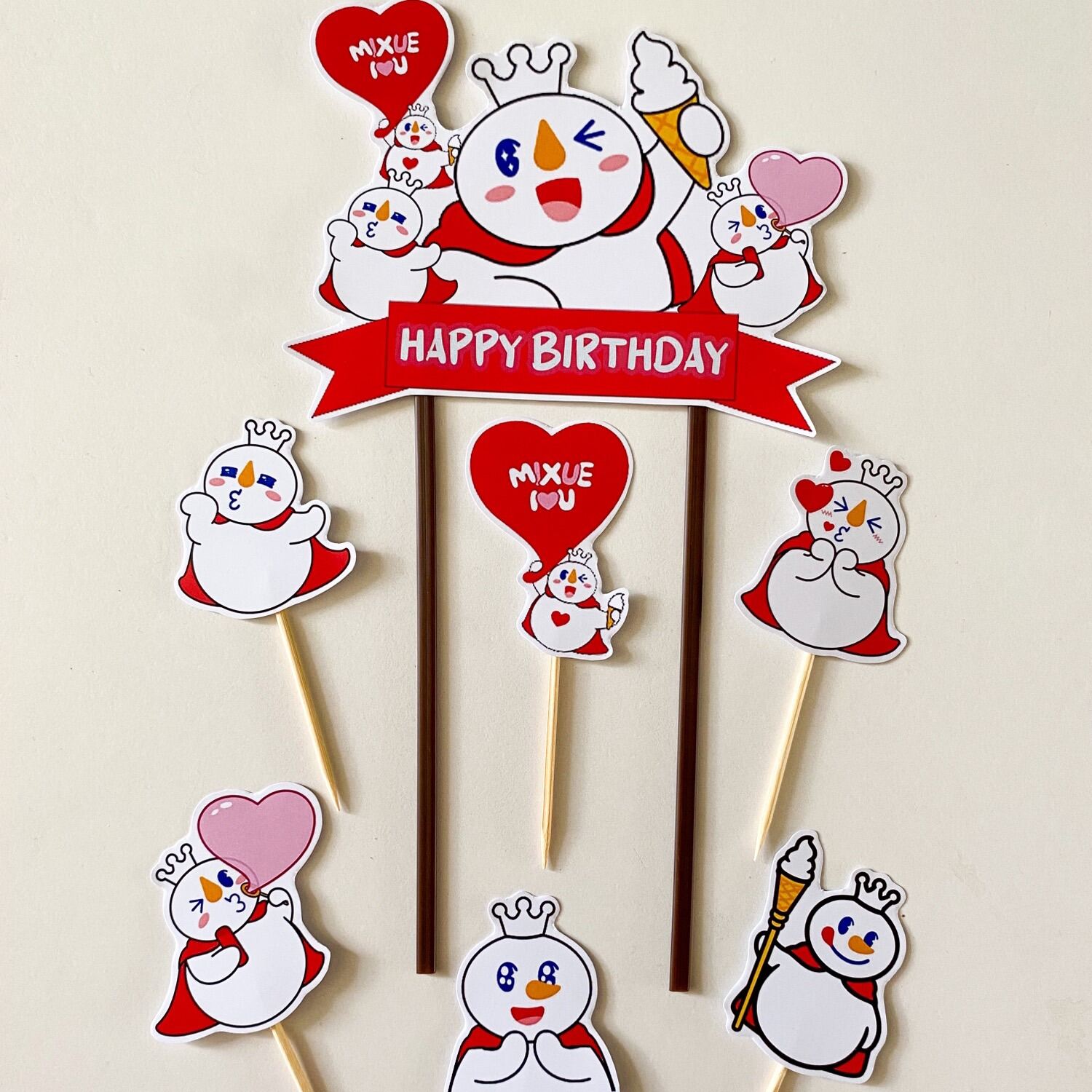 TOPPER MIXUE ICE CREAM / CAKE TOPPER MIXUE / TOPPER KUE HAPPY BIRTHDAY ...