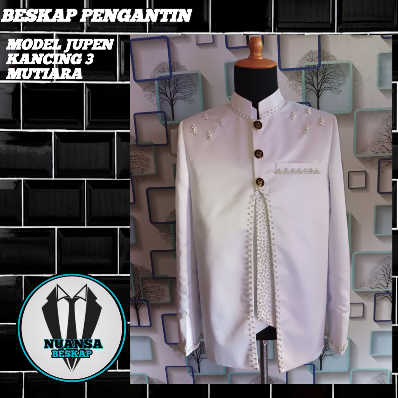 Beskap pengantin jupen kancing 3 model mutiara | Lazada Indonesia